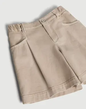 Brunello Cucinelli Pleated Denim Shorts With Nickel-free Beading