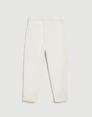 Brunello Cucinelli Garment-dyed Trousers In Twisted Cotton Gabardine With Drawstring And Double Pleats - Snow