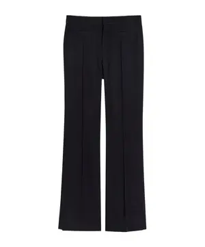 Chloé Pintuck Flared-leg Wool Trousers - Black