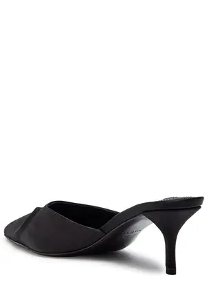 Alaïa Satin Pointed Toe Sculpted Heart Mules - Black