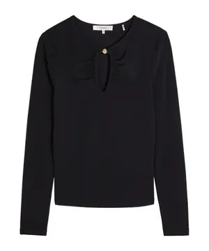 FRAME Keyhole Stretch-rayon Top