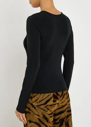 FRAME Keyhole Stretch-rayon Top