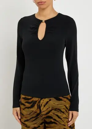 FRAME Keyhole Stretch-rayon Top