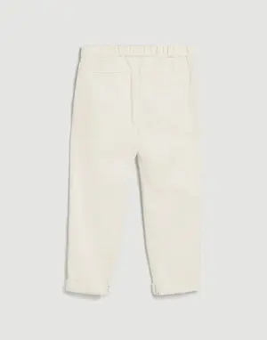 Brunello Cucinelli Garment-dyed Trousers In Twisted Cotton Gabardine With Drawstring And Double Pleats - Butter