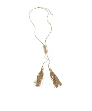 Balmain Long Tasseled Necklace In Tone Brass - Gold