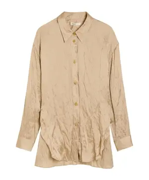 Khaite Goya Pleated Woven Shirt - Nude