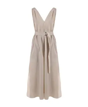 Brunello Cucinelli Belted Midi Dress With Embellished Straps