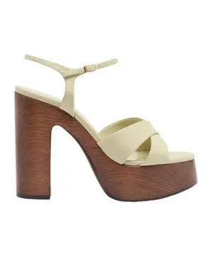 Saint Laurent Bianca 125 Canvas Platform Sandals - Brown