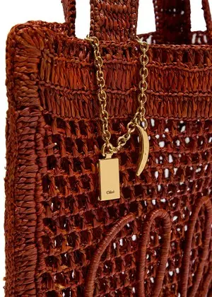 Chloé Summer Banana Logo Raffia Tote
