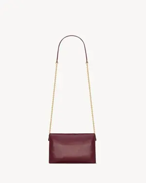 Saint Laurent Cassandre Small Chain Pouch In Shiny Leather - Red
