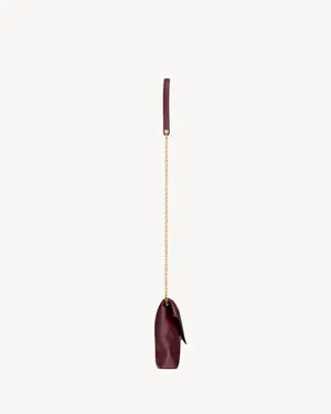 Saint Laurent Cassandre Small Chain Pouch In Shiny Leather - Red