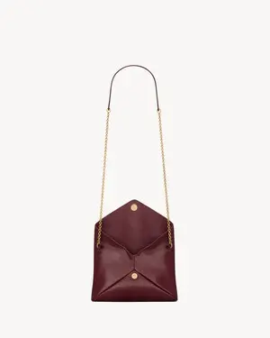 Saint Laurent Cassandre Small Chain Pouch In Shiny Leather - Red
