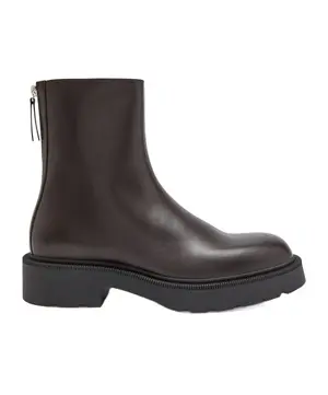 THE ROW Nobilis Fast Leather Ankle Boots - Black