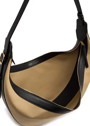 Khaite Augustina Panelled Canvas Hobo Bag - Brown