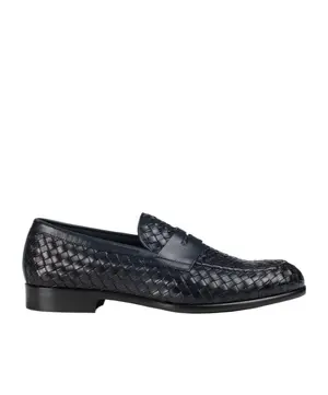 DOUCAL'S Round Toe Woven Slip-on Loafers