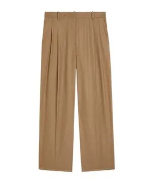 Khaite August Pleated Wool-blend Trousers - Brown
