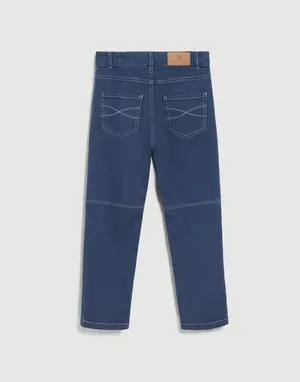 Brunello Cucinelli Dyed Comfort Lightweight Denim Trousers With Contrast Stitching