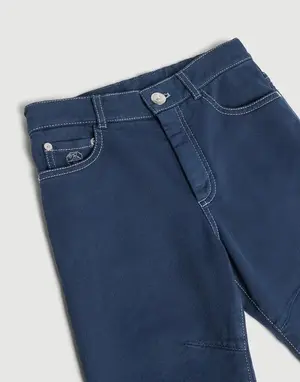 Brunello Cucinelli Dyed Comfort Lightweight Denim Trousers With Contrast Stitching