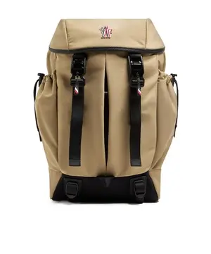 Moncler Leather-trimmed Backpack - Beige