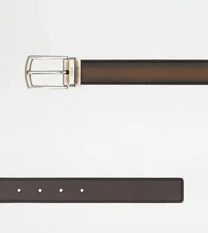 TOD'S Leather Belt With Metal Pin Buckle