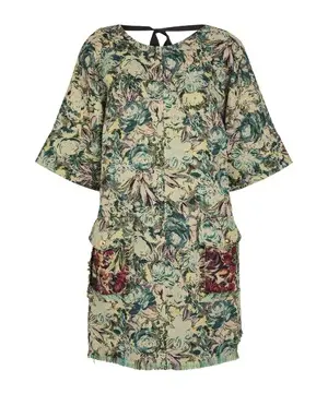 GANNI Tapestry Patterned-jacquard Woven Mini Kimono Dress