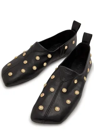 Chloé Rita Stud-embellished Leather Ballet Flats