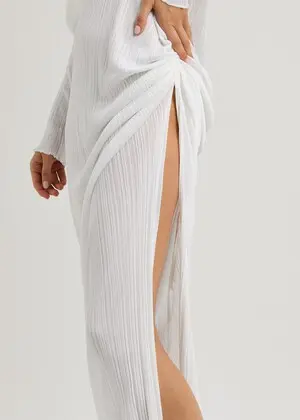 Alaïa Off-the-shoulder Plissé Maxi Dress