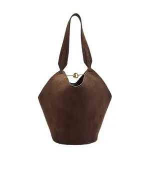 Khaite Lotus Mini Suede Tote Bag - Brown