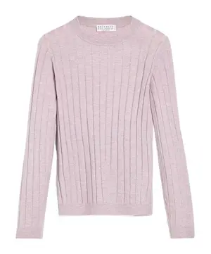 Brunello Cucinelli Sparkling Cashmere Lightweight Wide-rib Sweater