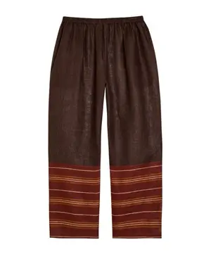 Tory Burch Tory Burch Striped Linen Trousers Black