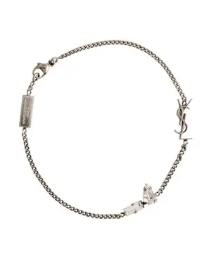 Saint Laurent Cassandre Embellished Chain Bracelet - Yellow