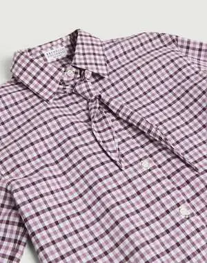 Brunello Cucinelli Cotton Checked Poplin Shirt With Necktie
