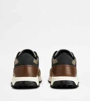 TOD'S Leather And Fabric Lace-up Sneakers