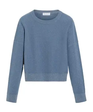 Brunello Cucinelli Sparkling Cotton Micro-rib Sweater