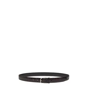 TOTEME Crocodile-effect Leather Belt - Black