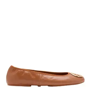 Tory Burch Reva Travel Logo Leather Ballet Flats