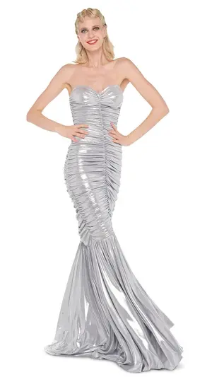 Norma Kamali Slinky Ruched Fishtail Gown
