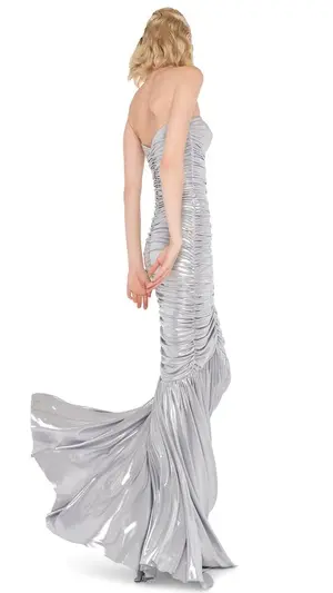 Norma Kamali Slinky Ruched Fishtail Gown