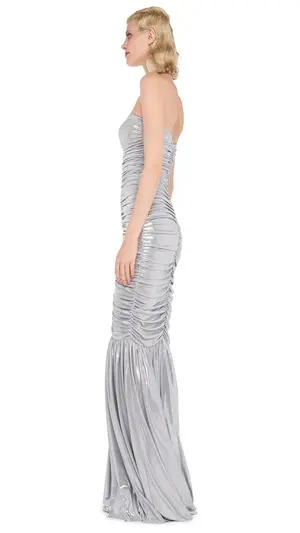 Norma Kamali Slinky Ruched Fishtail Gown