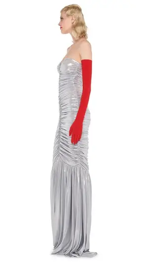 Norma Kamali Slinky Ruched Fishtail Gown