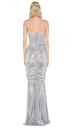 Norma Kamali Slinky Ruched Fishtail Gown