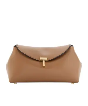 TOTEME T-lock Mini Leather Clutch - Brown