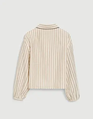 Brunello Cucinelli Striped Lightweight Cotton Shirt With Monili Embellishment