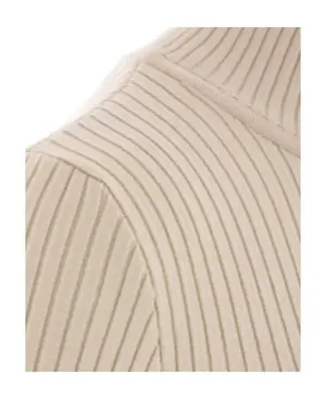 COURREGES Ribbed High Neck Jumper - Nude