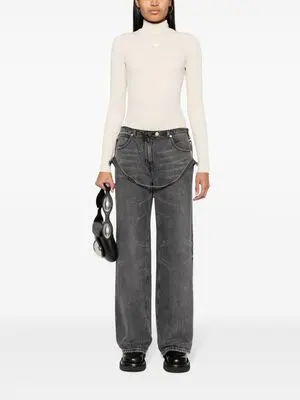 COURREGES Ribbed High Neck Jumper - Nude