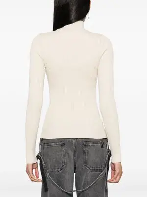 COURREGES Ribbed High Neck Jumper - Nude