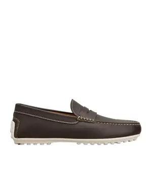 TOD'S Round Toe Slip-on Loafers - Brown