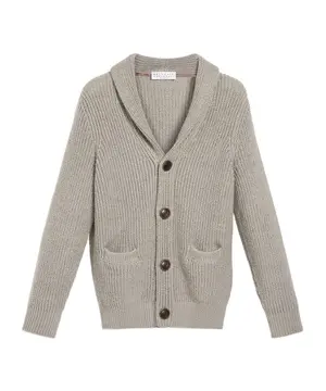Brunello Cucinelli Malfilé Cotton Cardigan - Stone Gray