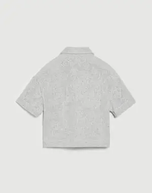 Brunello Cucinelli Sparkling Virgin Wool And Cashmere Lace Flowers Polo Shirt - Light Gray