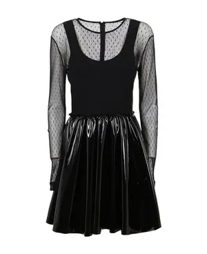 Red Valentino High-shine Paneled Long-sleeve Dress